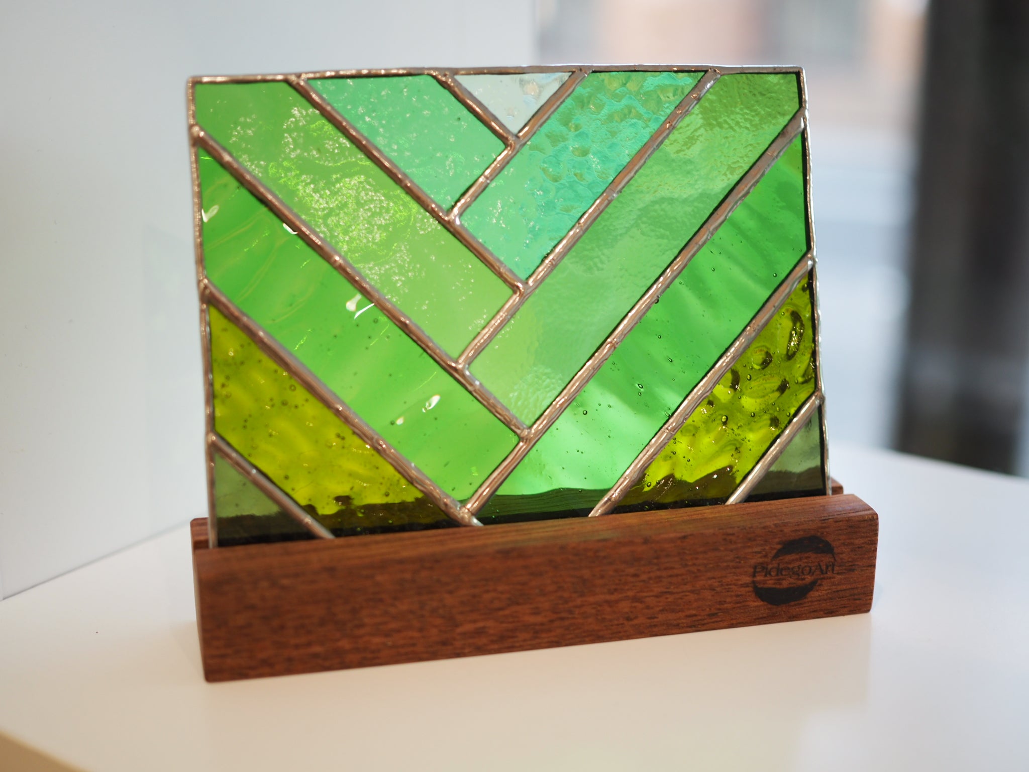 Green Stained Glass window suncatcher | PidegoArt